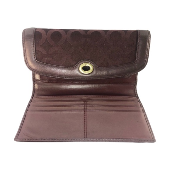 Coach | Bags | Coach Brown Leather Canvas Turnlock Wallet | Poshmark